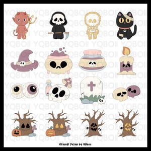 Spooky Cute Halloween Clipart, Hand-drawn Spooky Clipart | Transparent ...