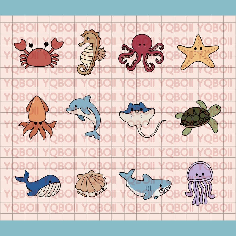 Sea Animals PNG | Cute Ocean Animals PNG | Undersea Clipart ...