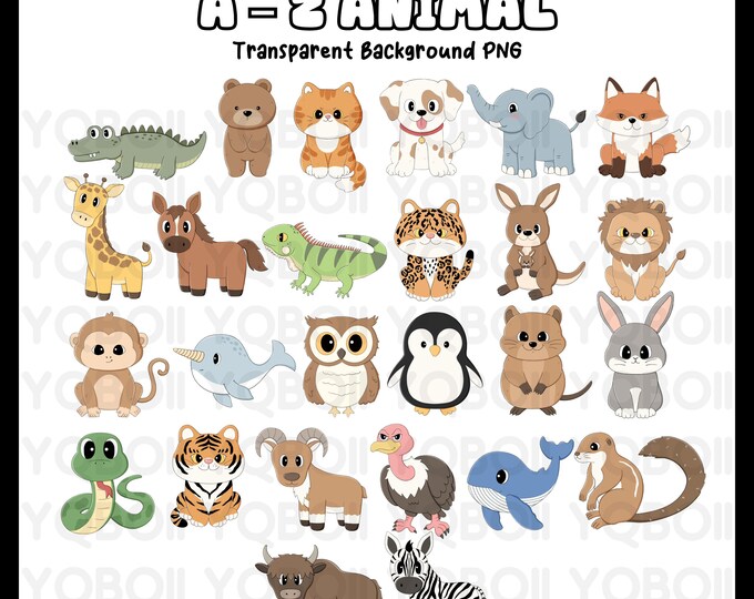Animals of the Alphabet Clipart Bundle | A to Z Animals Clip Art | Cute ...