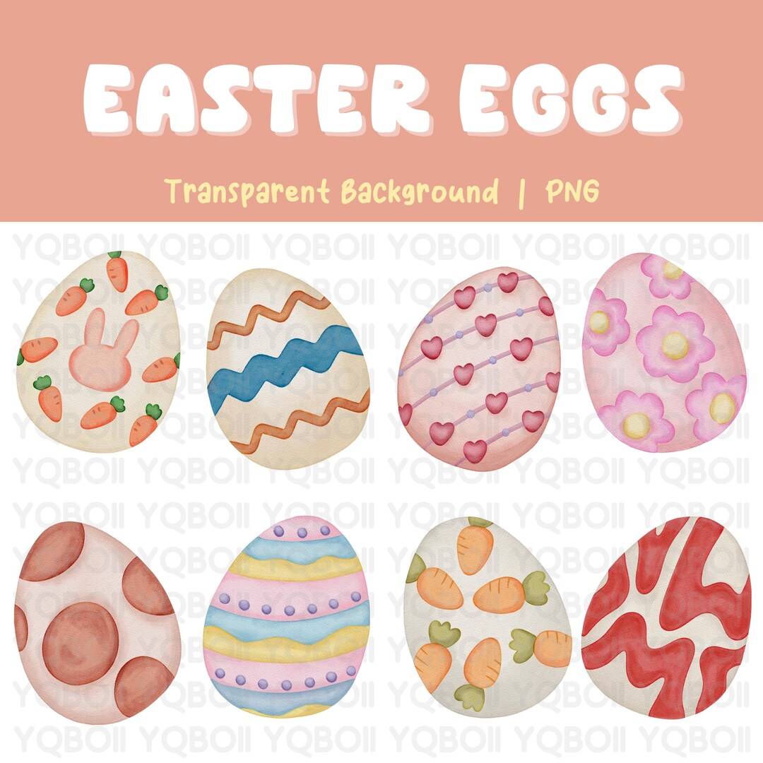 Easter Eggs Watercolor Clipart | Cute Easter Eggs Png | Easter Graphics ...