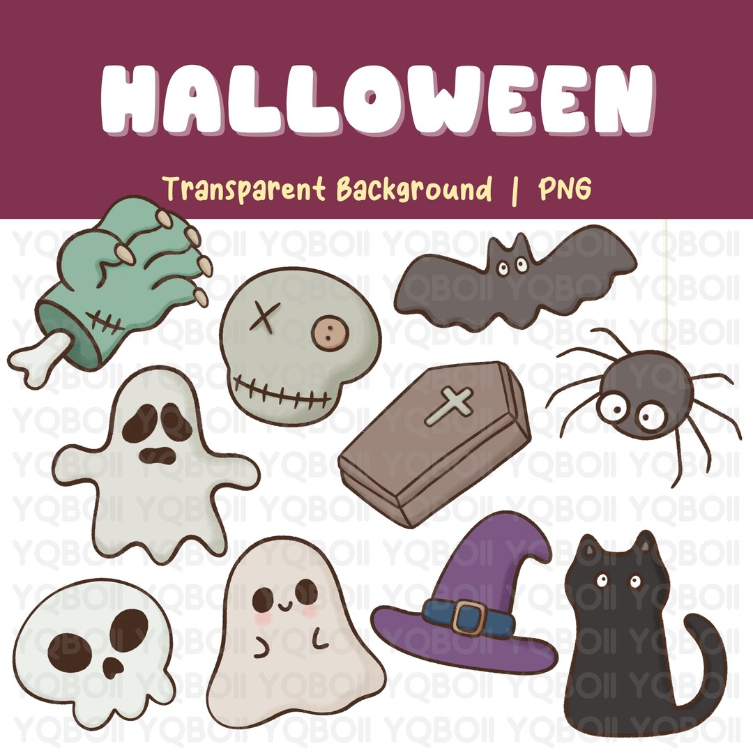 Cute Halloween Clipart | Spooky Clipart | Ghost, Bat, Pumpkin, Witch ...