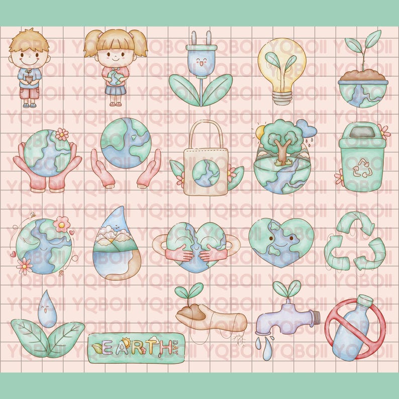 Earth Day Watercolor Clipart, Eco Friendly Clipart, Love Earth ...