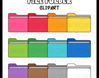 File Folder Vector Clipart / Outline, Silhouette & Color Graphic ...
