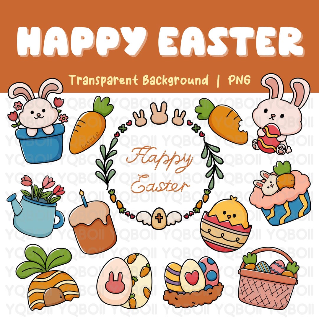 Happy Easter Clipart | Kawaii Easter PNG | Cute Easter Clip Art ...