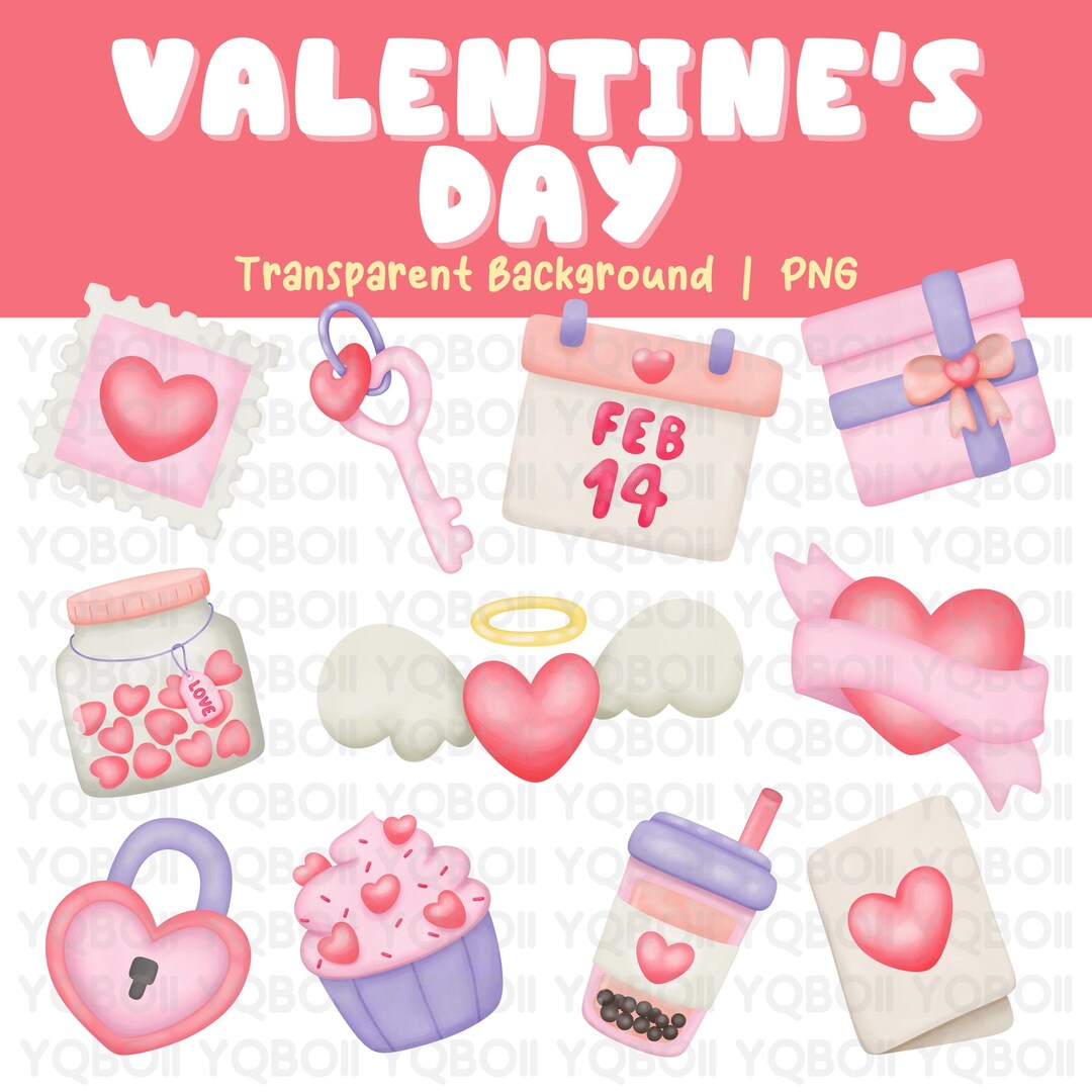 Valentine's Day Watercolor PNG | Cute Valentine Clipart | Love and ...