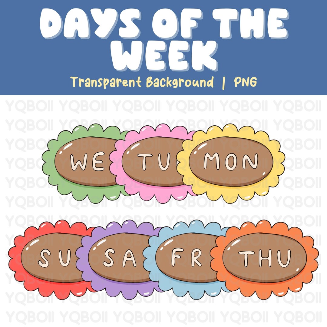 Days of the Week Clipart: Flower PNG (digital Download) - Etsy