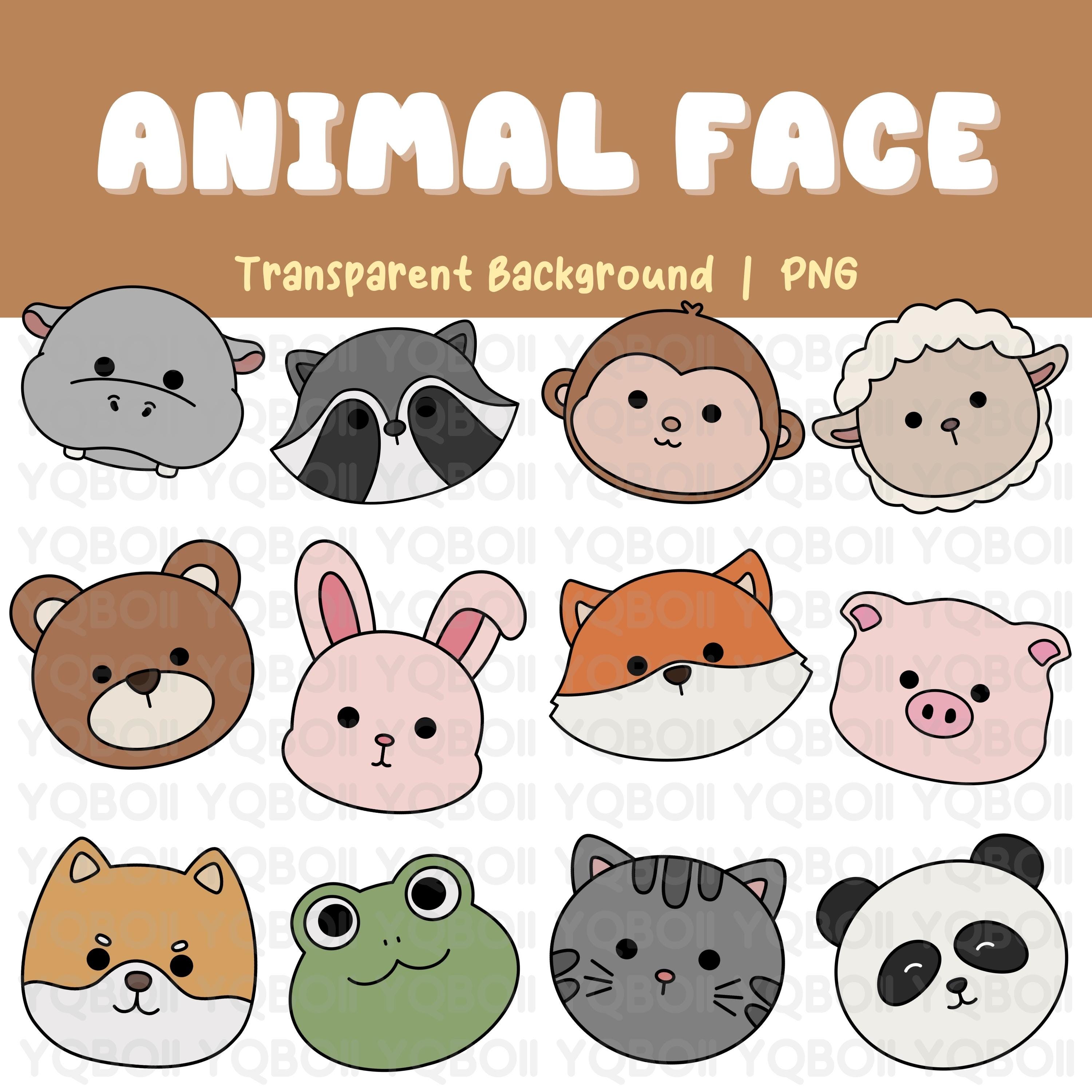 Cute Animal Faces Clipart | Animal Cartoon PNG | Transparent Background ...