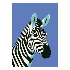 Bold Graphic Zebra Print Set – Blue and Red Backgrounds – Striking ...