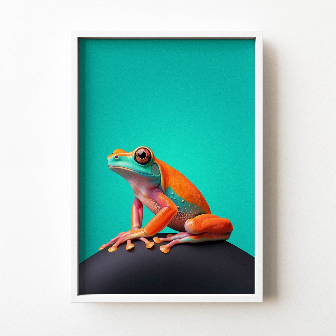 Tropical Tree Frog Print - Turquoise Wall Art, Wildlife Art Print ...