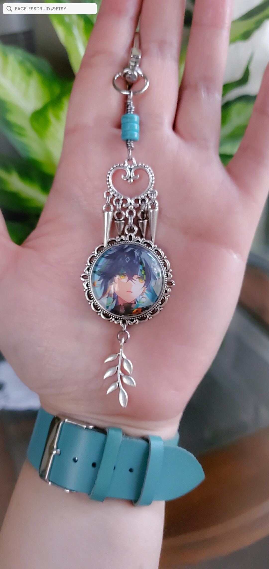 Genshin Impact Kinich Turquoise Metal Keychain - Etsy