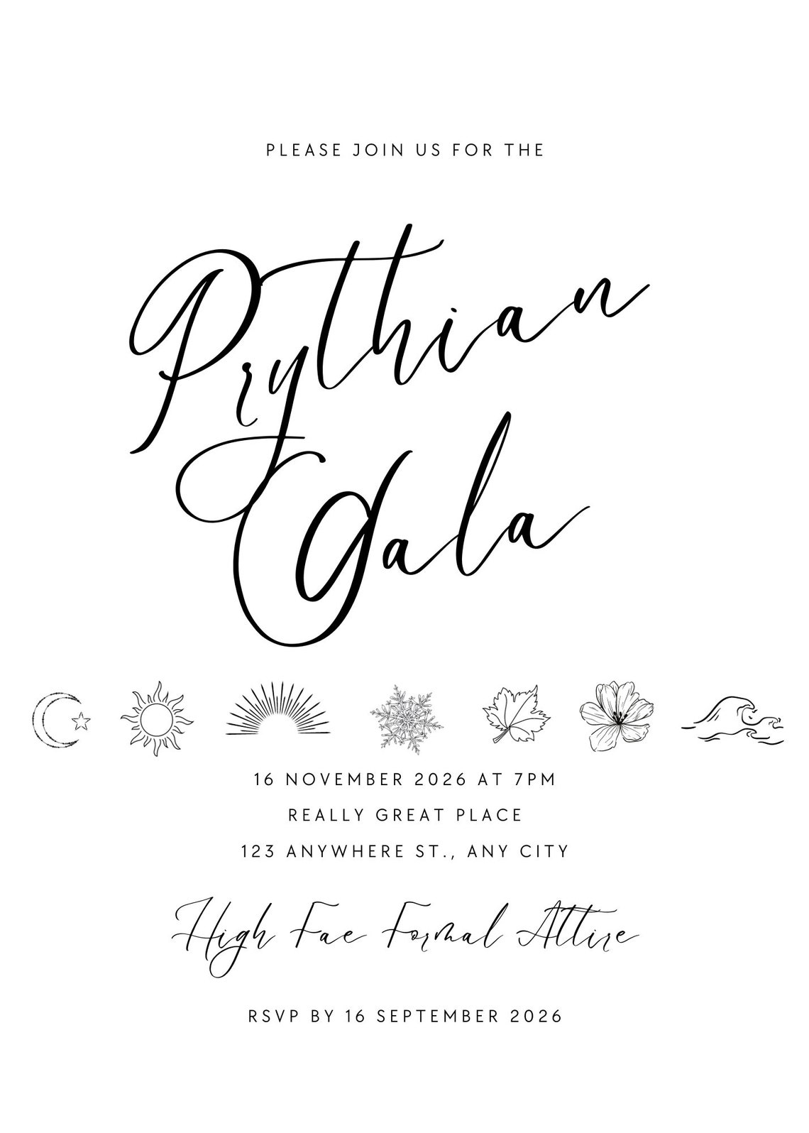 ACOTAR DINNER INVITE | Prythian Gala | Acotar Invitation | Night Court ...