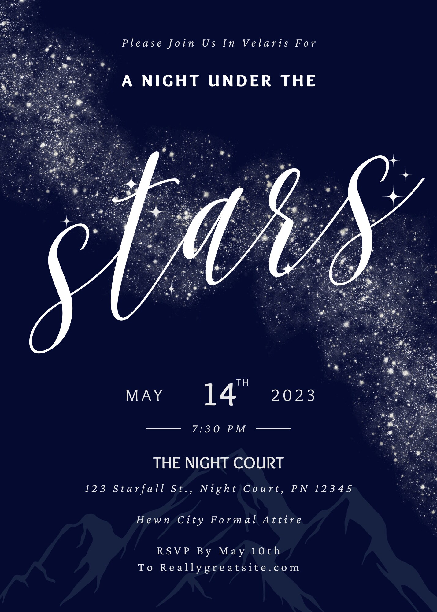 ACOTAR DINNER INVITATION | Night Court Dinner | Velaris Invitation ...