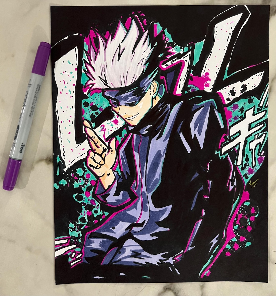 Gojo Anime Art Handmade Art A4 Marker Anime Art Anime Art Gift - Etsy