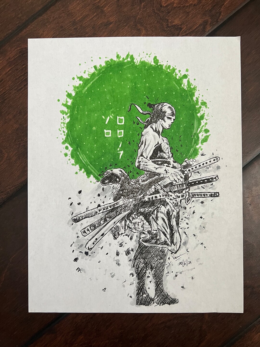 Zoro Hand Drawn Anime Art on Paper - Etsy