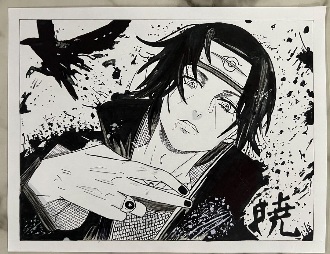 Itachi Anime Art Handmade Art A4 Marker Anime Art Anime Art Gift - Etsy
