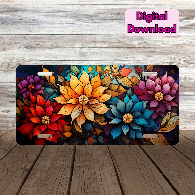 Floral License Plate - Etsy