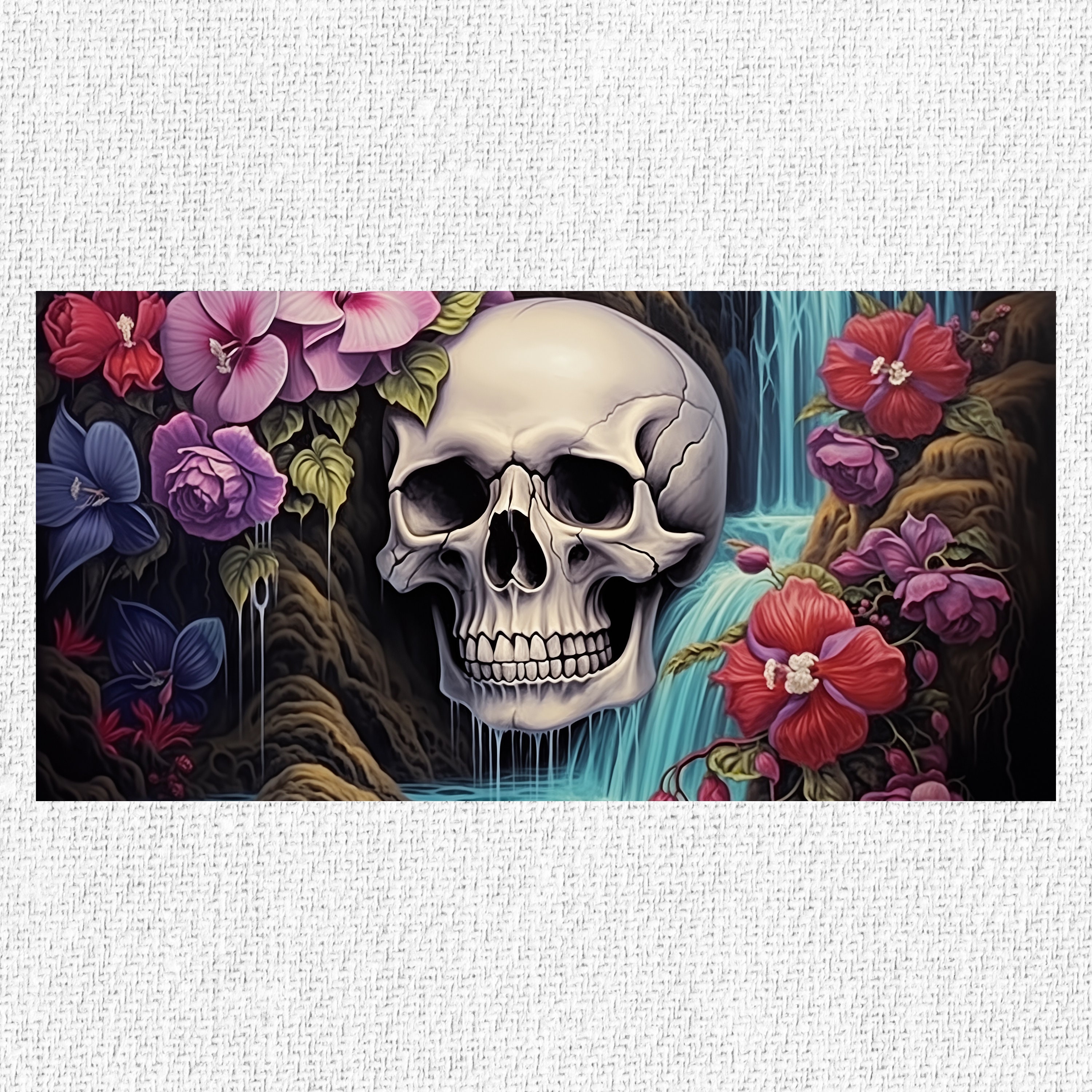 Skull Waterfall License Plate PNG, Skull Wildflower License Plate ...