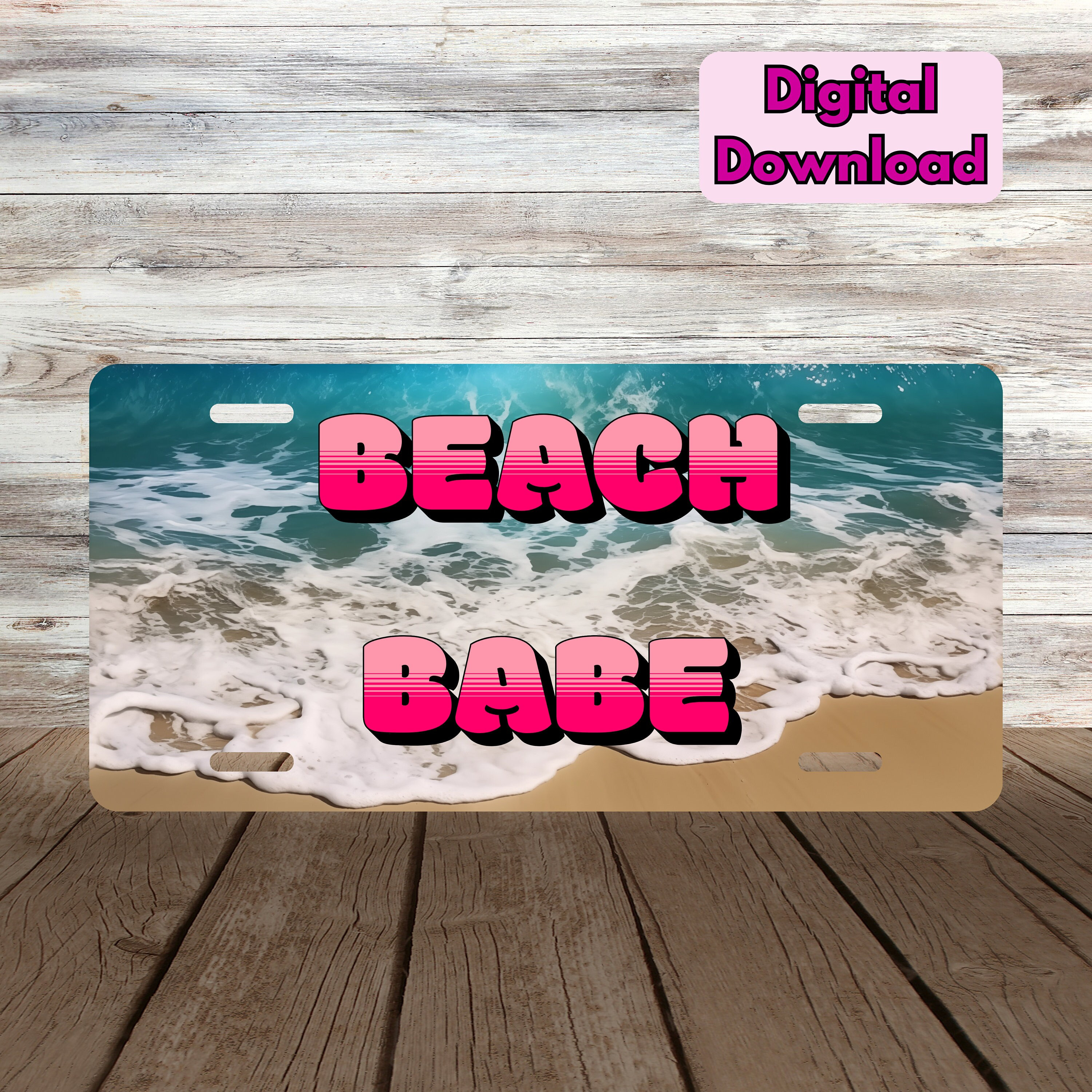 Beach Babe License Plate PNG, Beach License Plate Sublimation Design ...