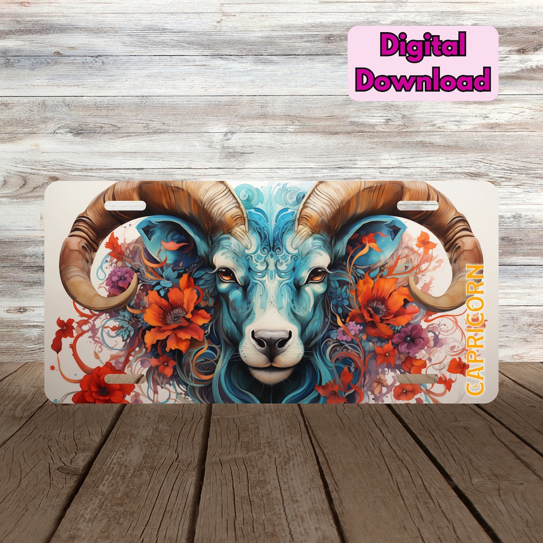 Capricorn Zodiac Sign License Plate PNG, Capricorn License Plate Design ...