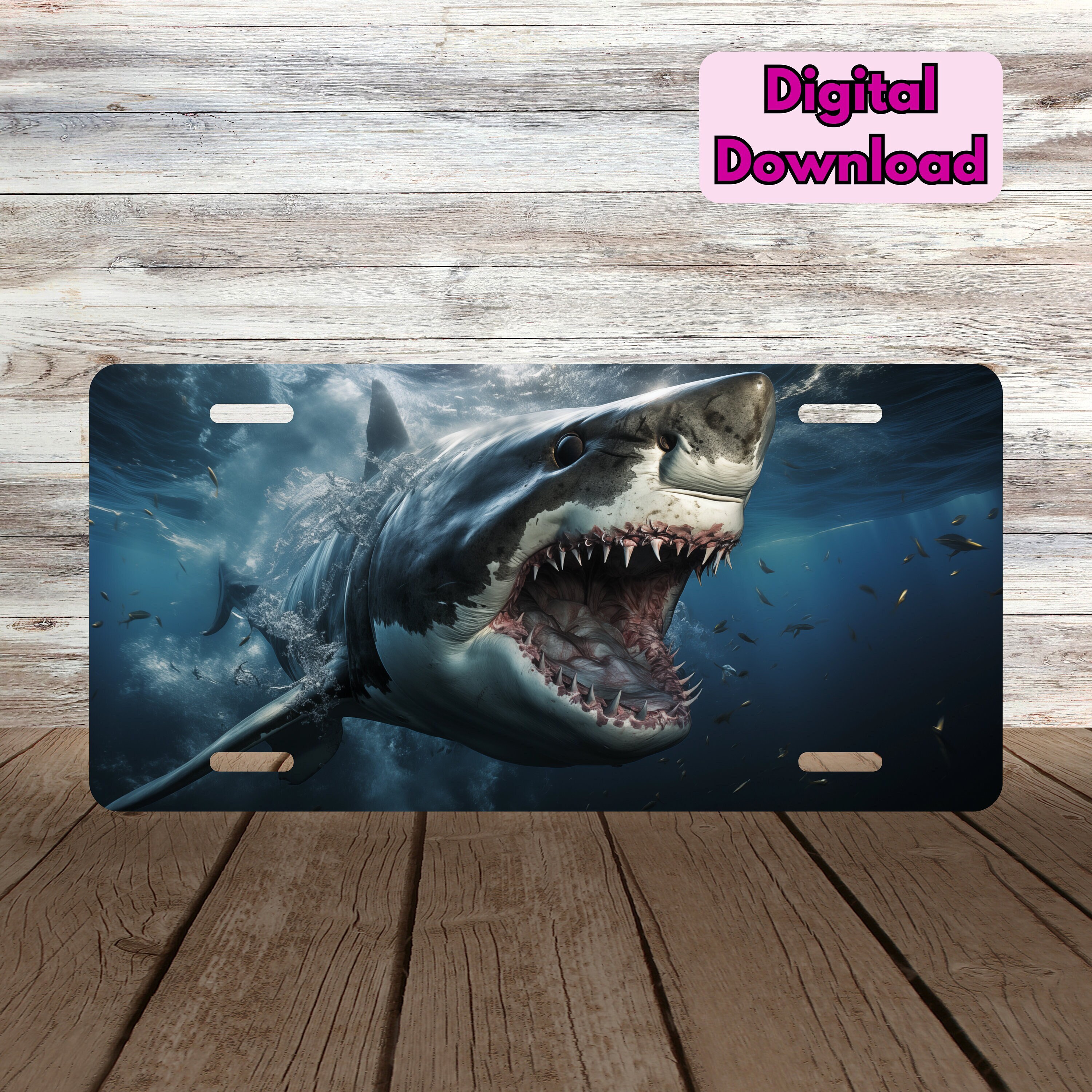 Great White Shark License Plate PNG Shark License Plate - Etsy