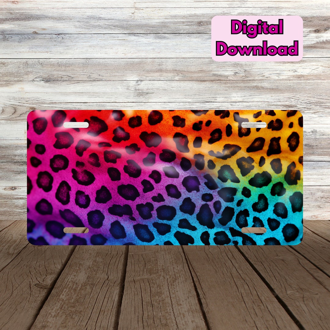 Rainbow Cheetah Print License Plate PNG, Rainbow Leopard Pattern ...