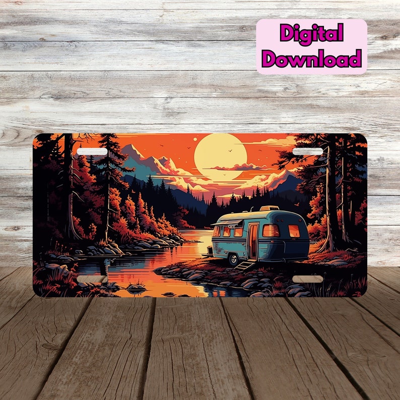 Camper Lake License Plate PNG, Camp Life License Plate Sublimation ...