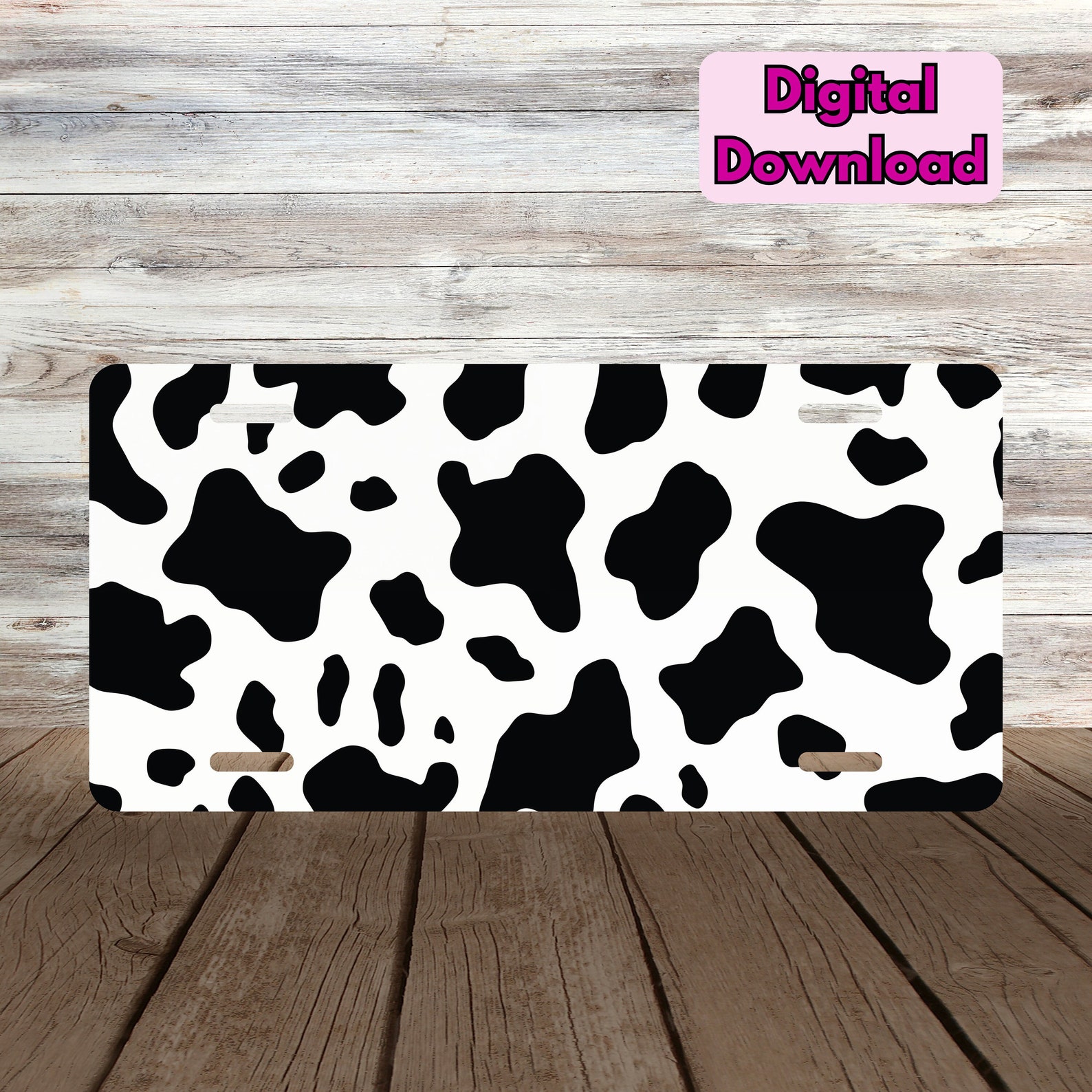 Cow License Plate PNG, Cow Skin License Plate Sublimation Design PNG ...