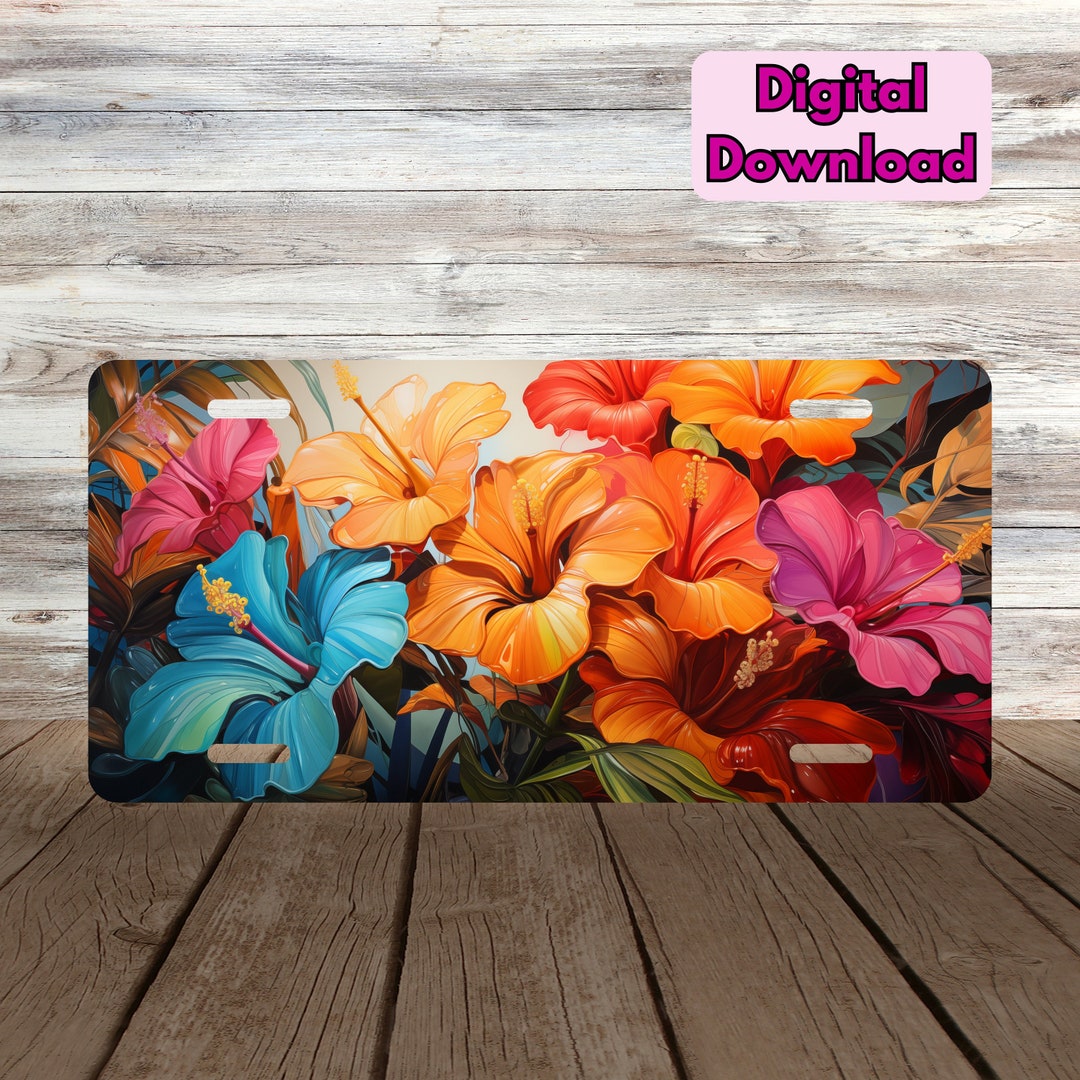 Plumerias License Plate PNG, Hawaiian Flowers License Plate Sublimation ...