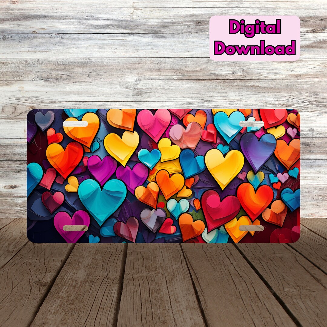 Heart Collage License Plate PNG, Colorful Hearts License Plate ...