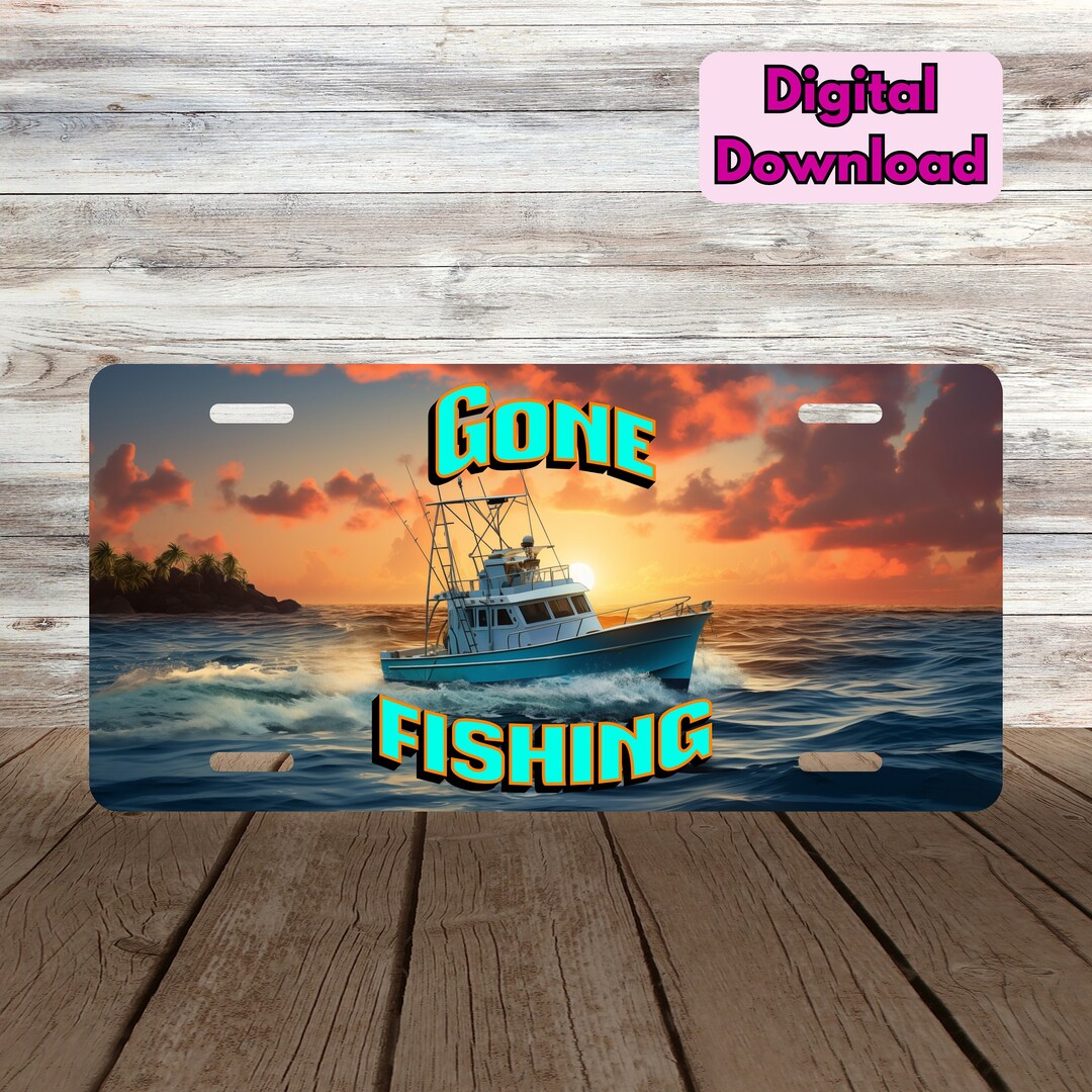 Gone Fishing License Plate PNG, Fishing License Plate PNG, Fishing Car ...