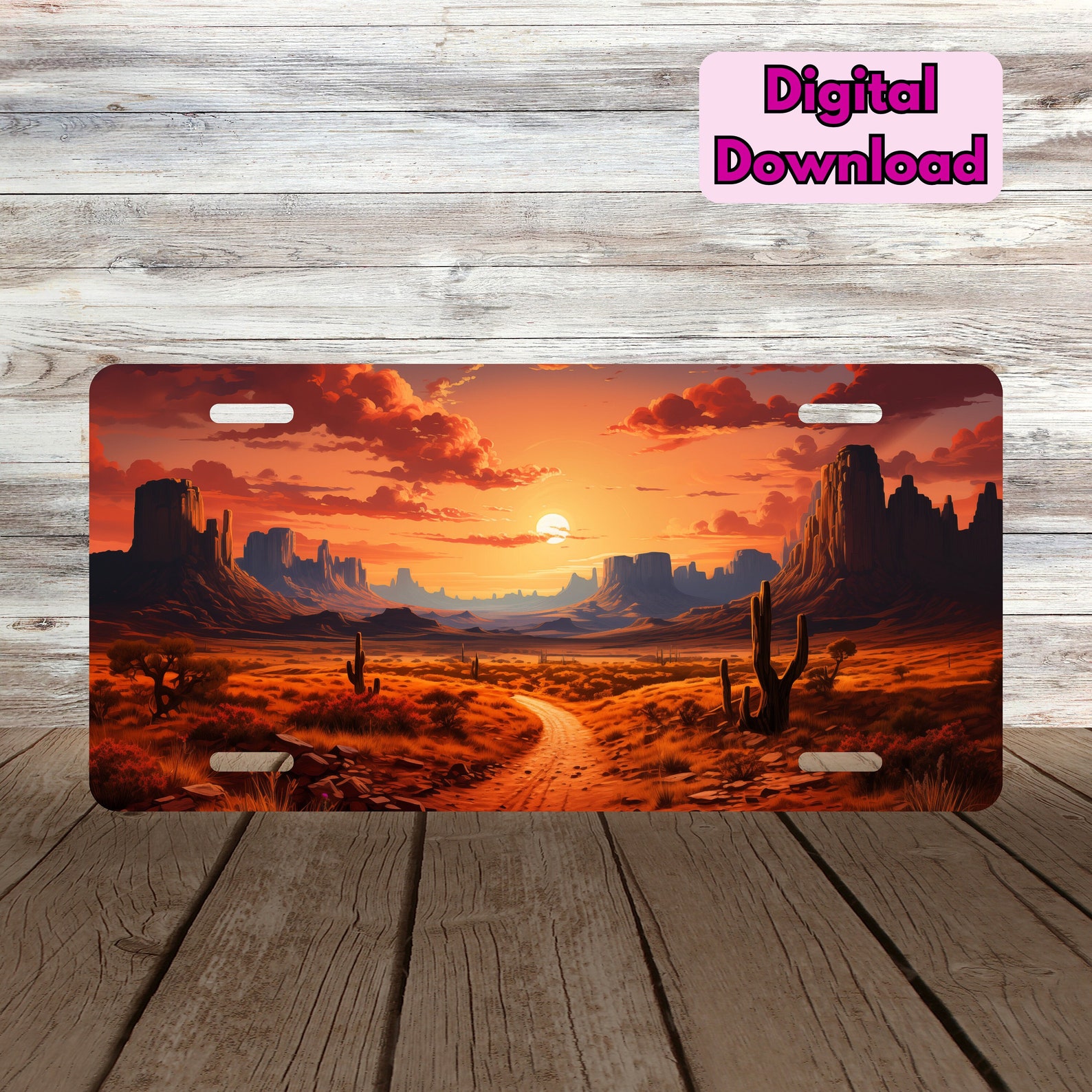 Desert License Plate PNG, Desert License Plate Sublimation Design PNG ...
