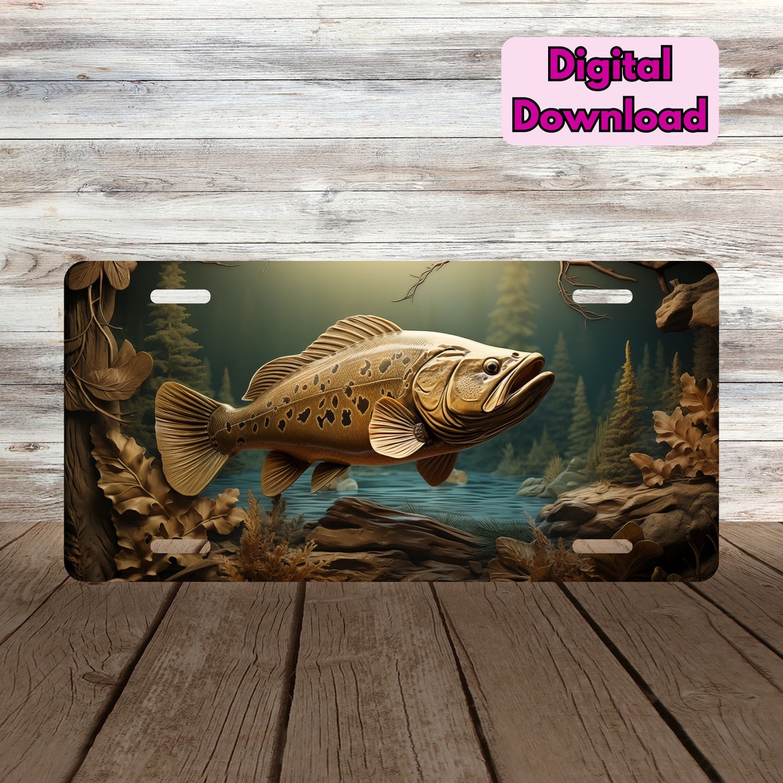 Leather Bass License Plate PNG Bass License Plate Design PNG - Etsy