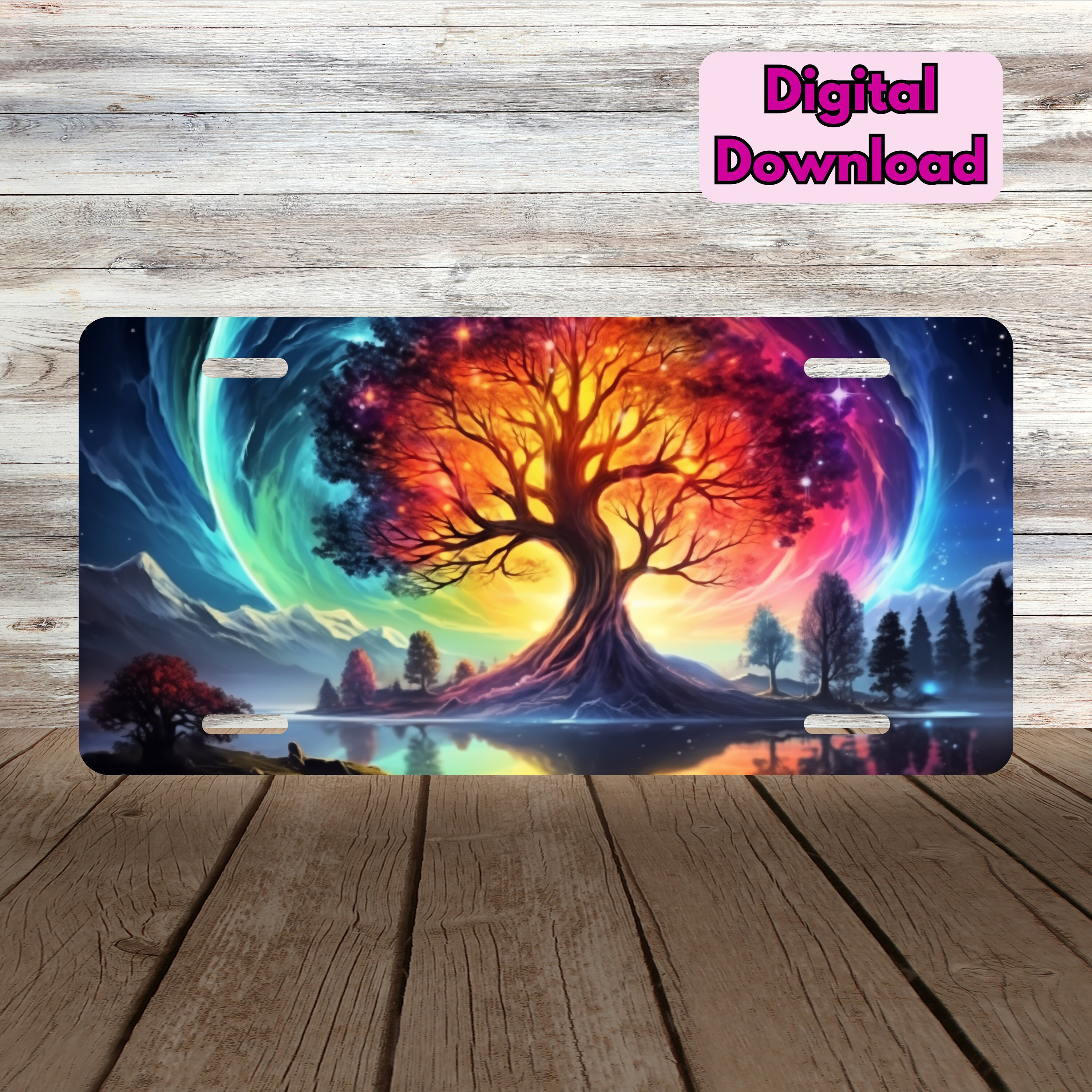 Northern Lights License Plate PNG, Tree of Life License Plate ...