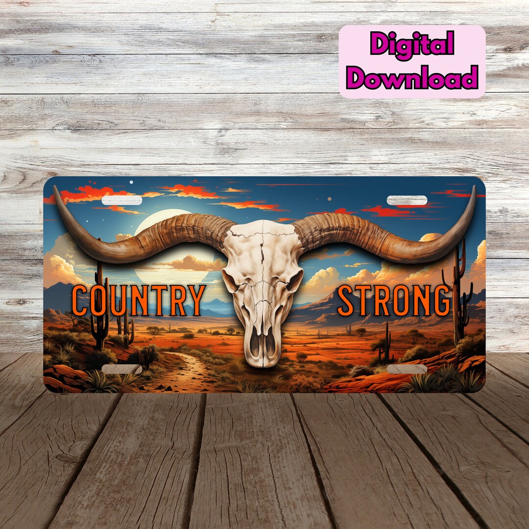 Country Strong Longhorn License Plate PNG, Longhorn Country License ...