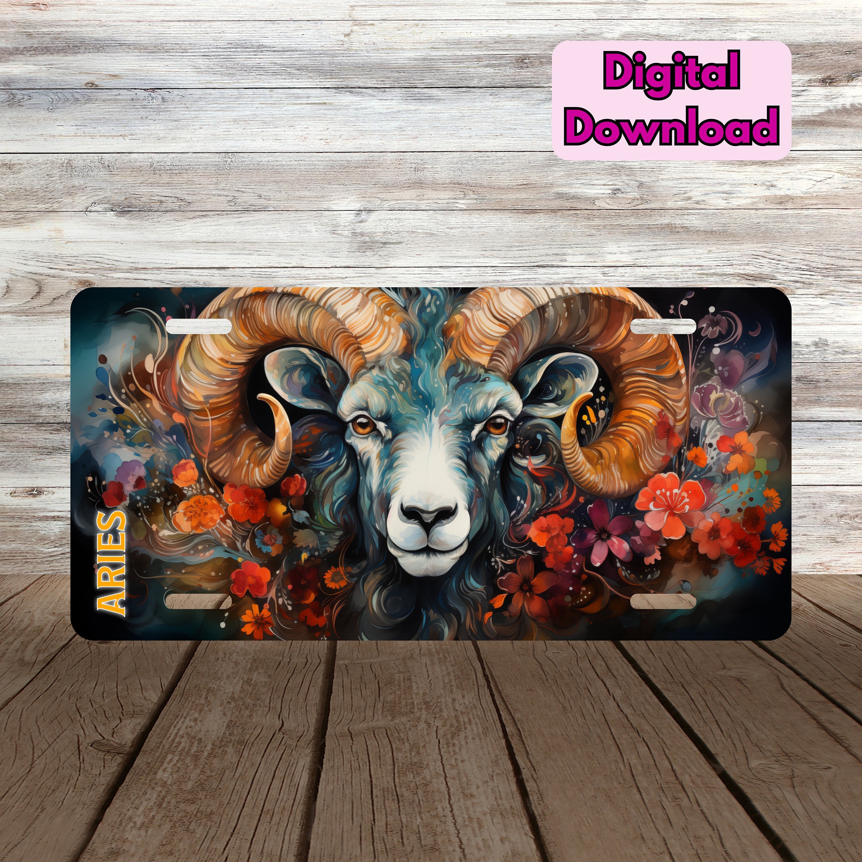 Aries Zodiac Sign License Plate PNG Aries License Plate - Etsy