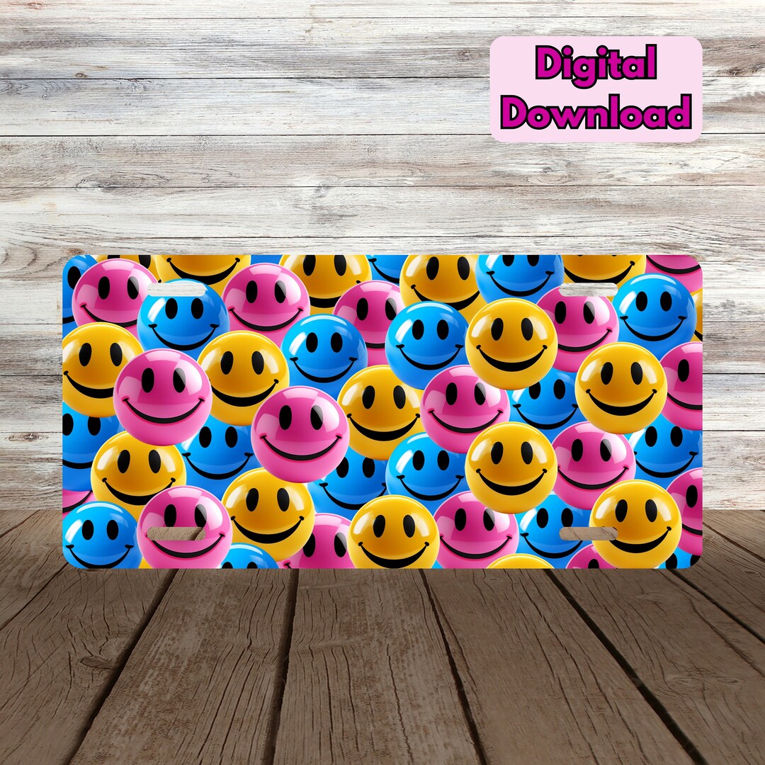 Retro Smile Face License Plate PNG, Smiley Face License Plate Design ...
