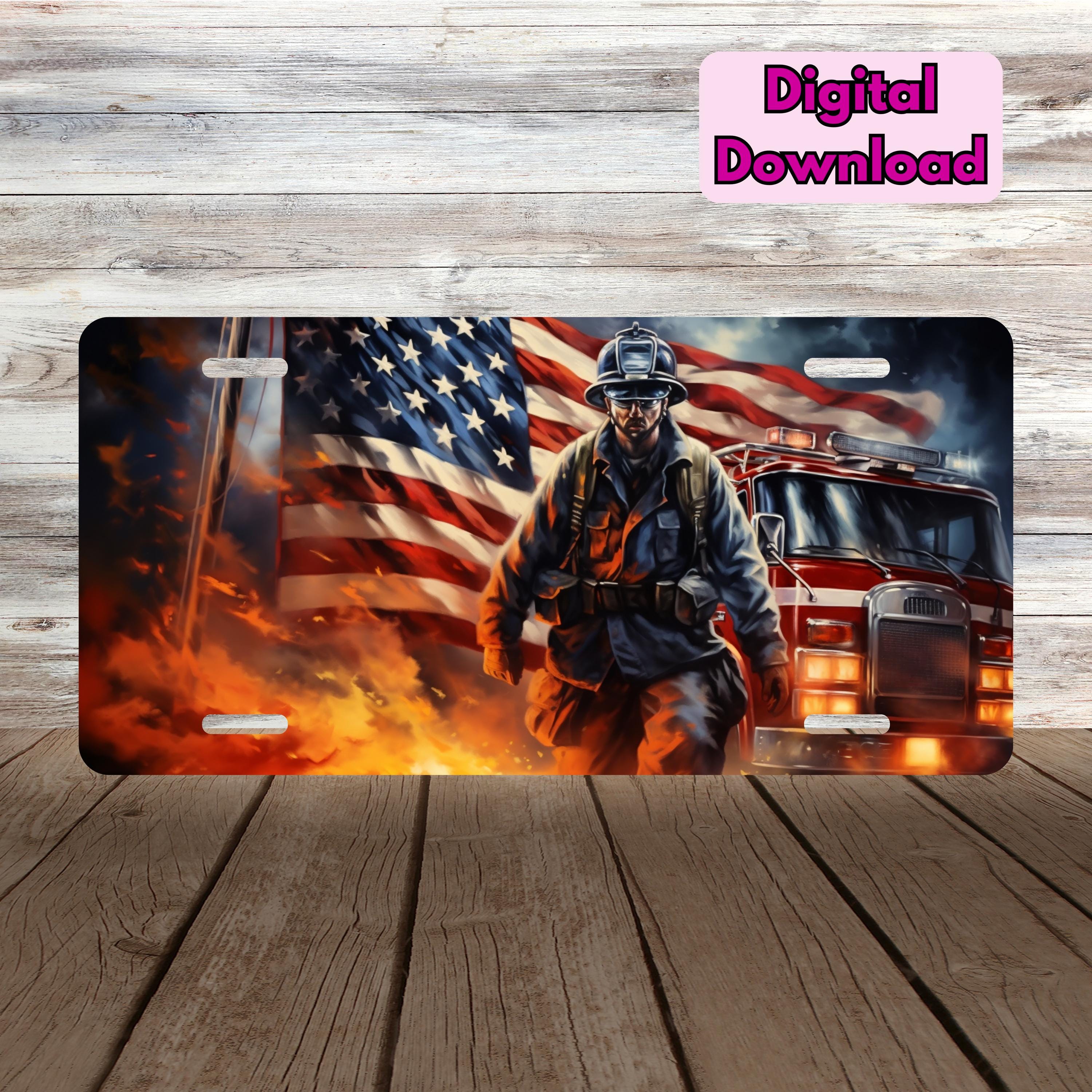 Firefighter License Plate PNG, Fireman Sublimation License Plate Design ...