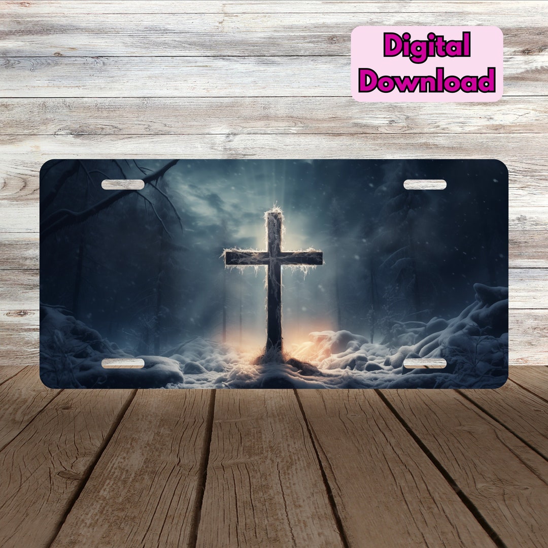 Religious Cross Ice License Plate PNG, Christian License Plate ...