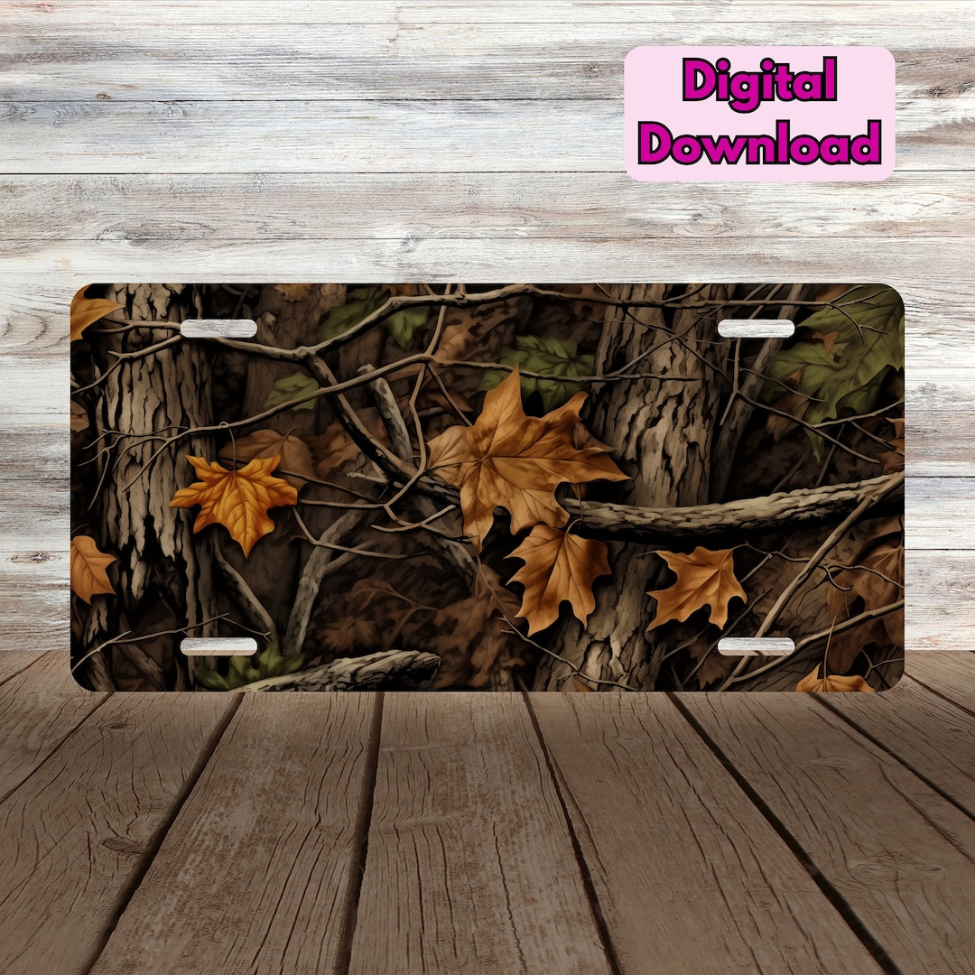 Woodland Hunting Camo License Plate PNG, Hunting Camouflage License ...