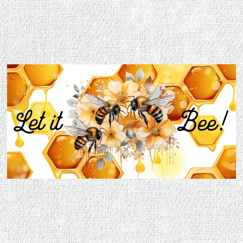 Let It Bee License Plate PNG, Bee and Flowers License Plate PNG, Bee ...