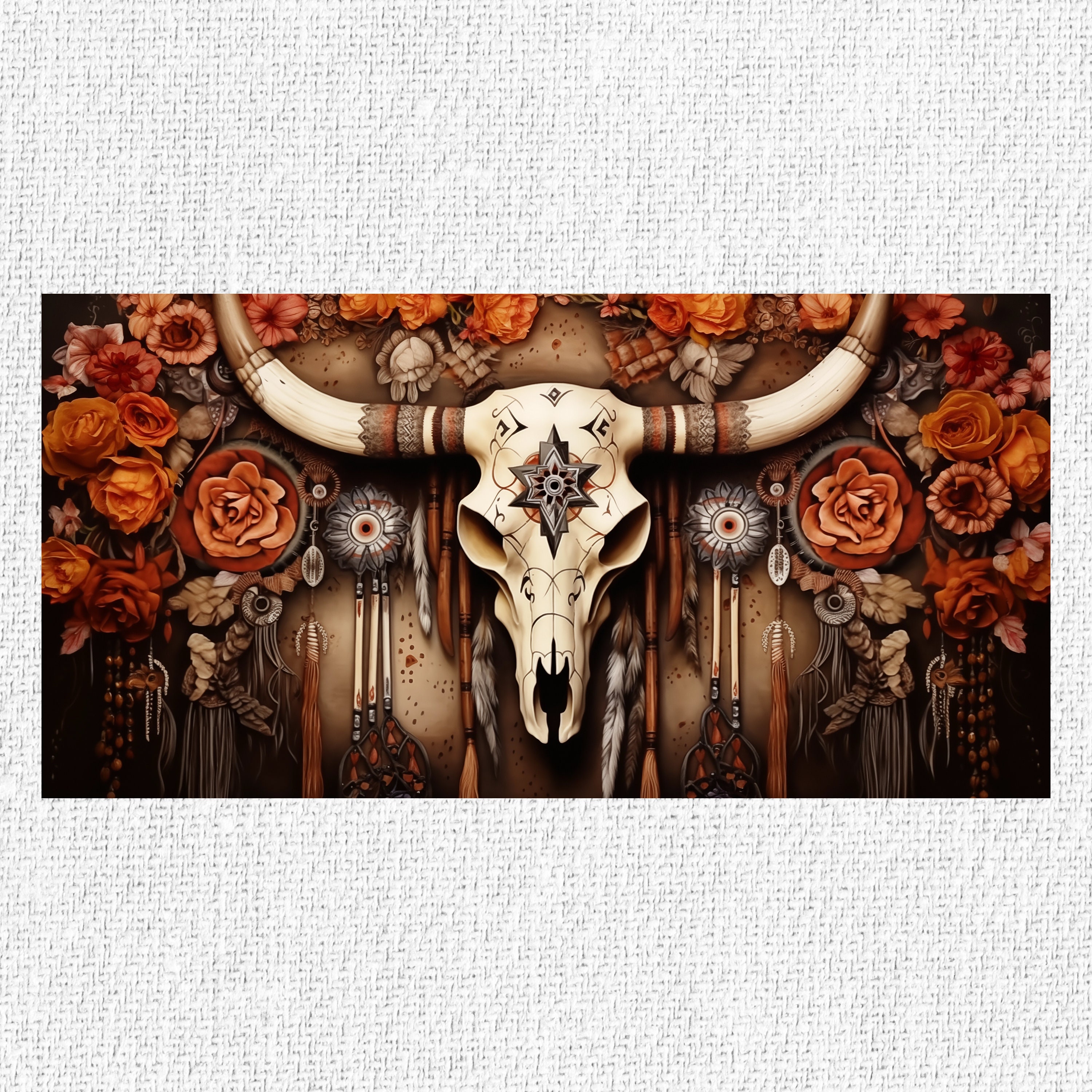 Boho Cow Skull License Plate PNG, Western Cow License Plate Sublimation ...