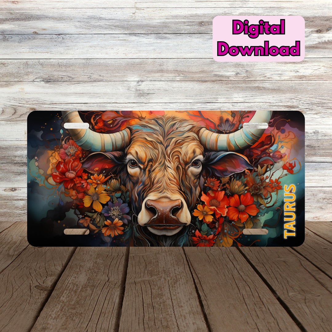 Taurus Zodiac Sign License Plate PNG, Taurus License Plate Design PNG ...