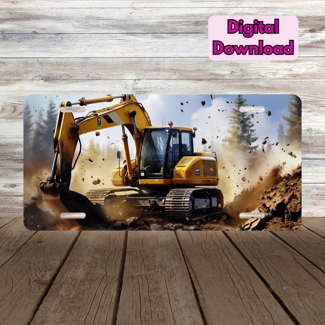 Construction Excavator License Plate PNG, Excavator License Plate ...