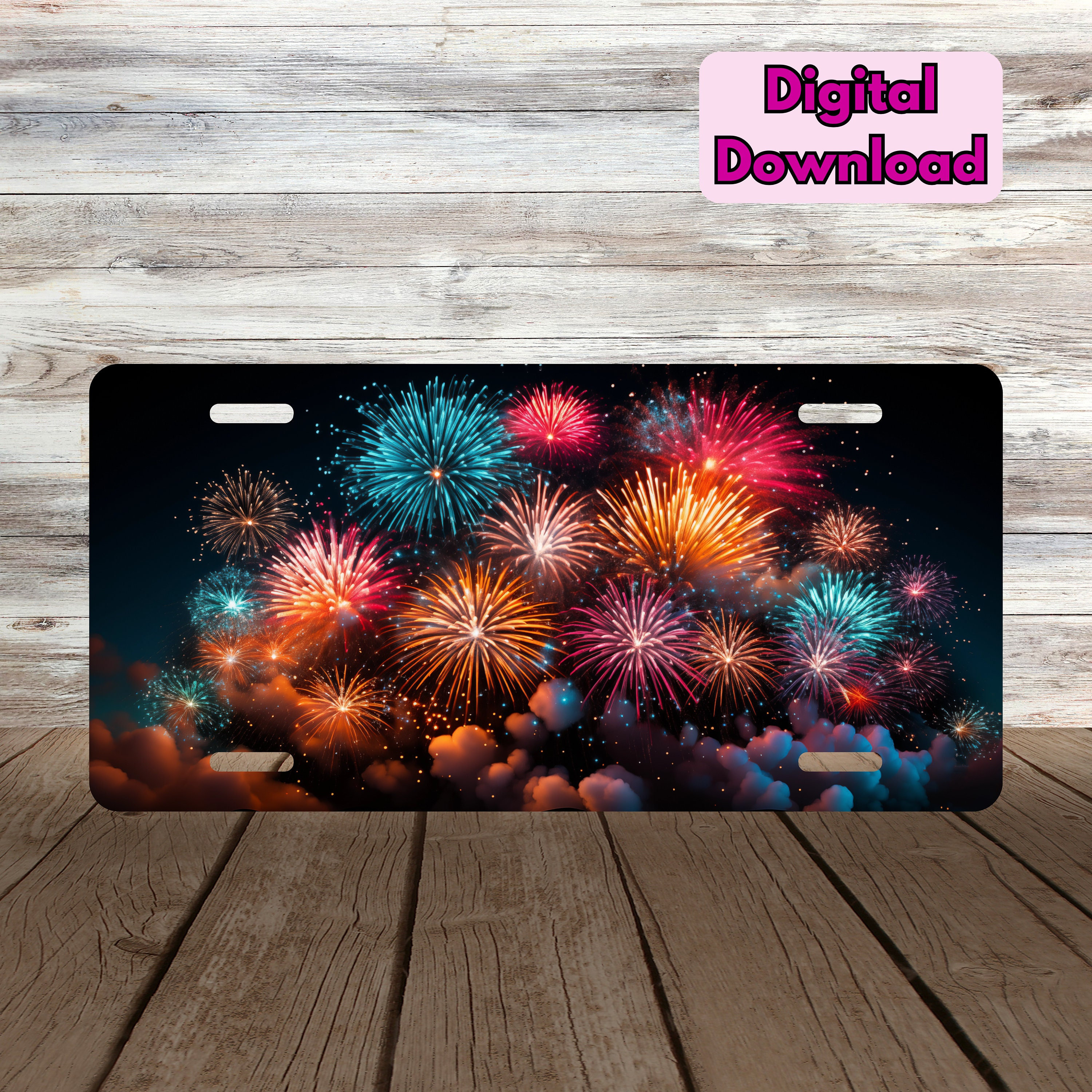 Fireworks License Plate PNG, Fireworks License Plate Sublimation Design ...