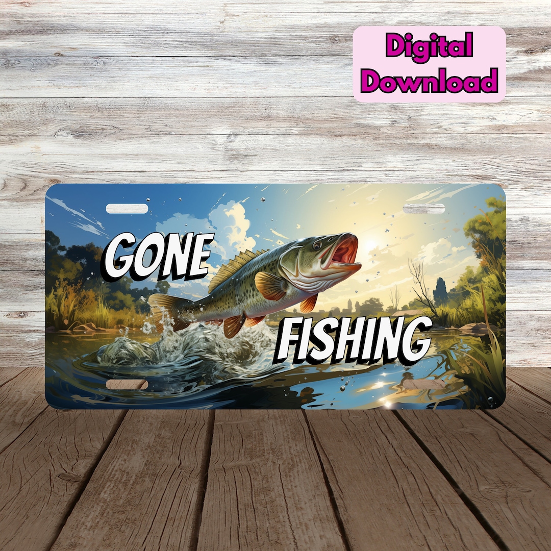 Gone Fishing License Plate PNG, Fishing License Plate PNG, Fishing Car ...