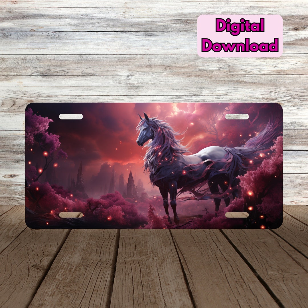 Mystical Horse License Plate PNG, Unicorn License Plate Sublimation ...
