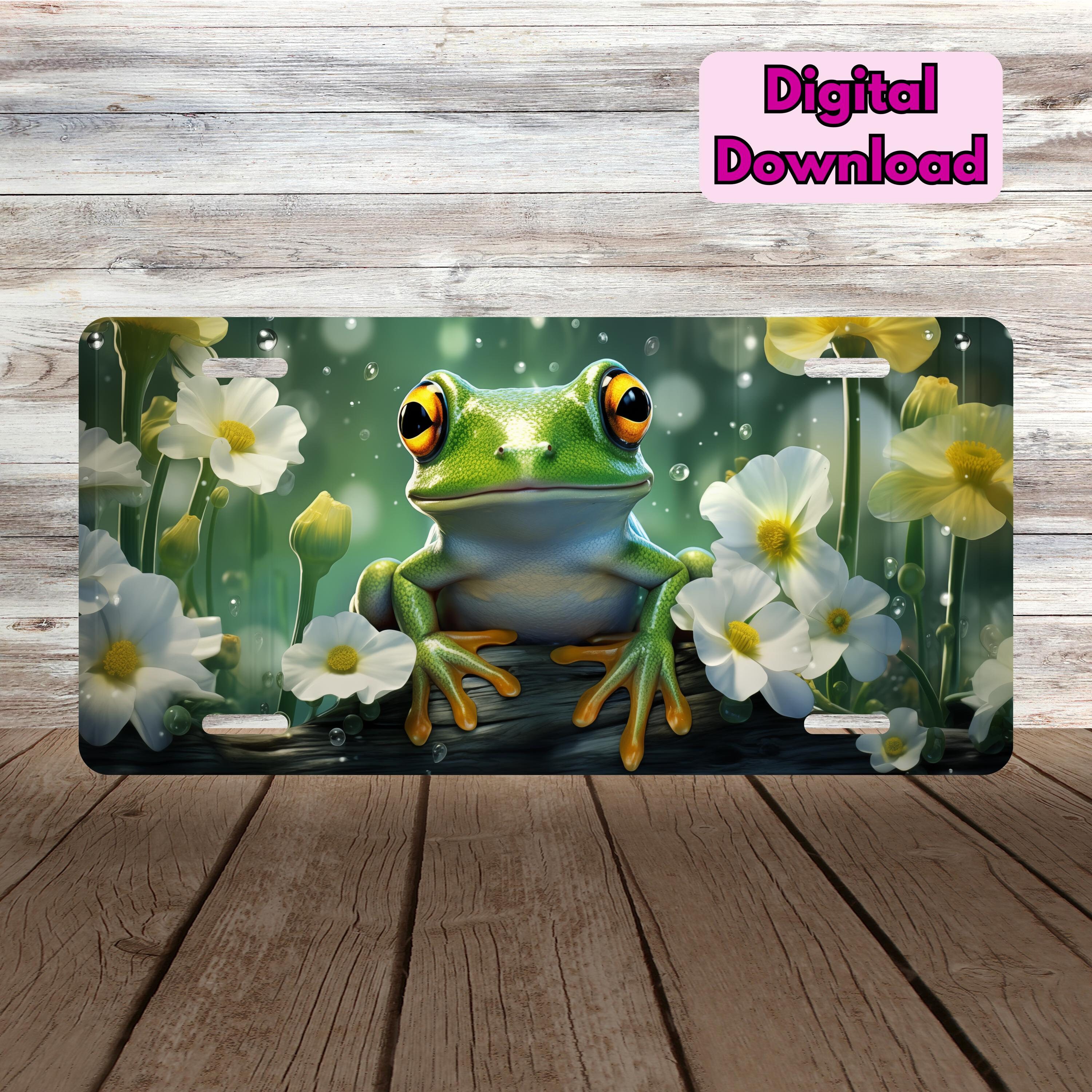 Green Frog License Plate PNG, Cute Frog License Plate Sublimation ...