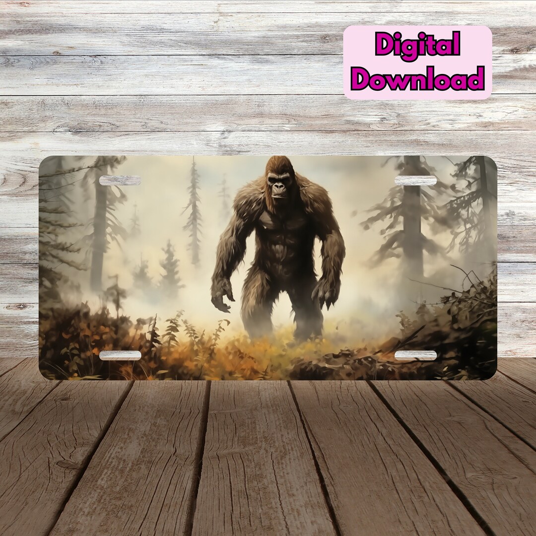 Bigfoot License Plate PNG, Sasquatch License Plate Sublimation Design ...