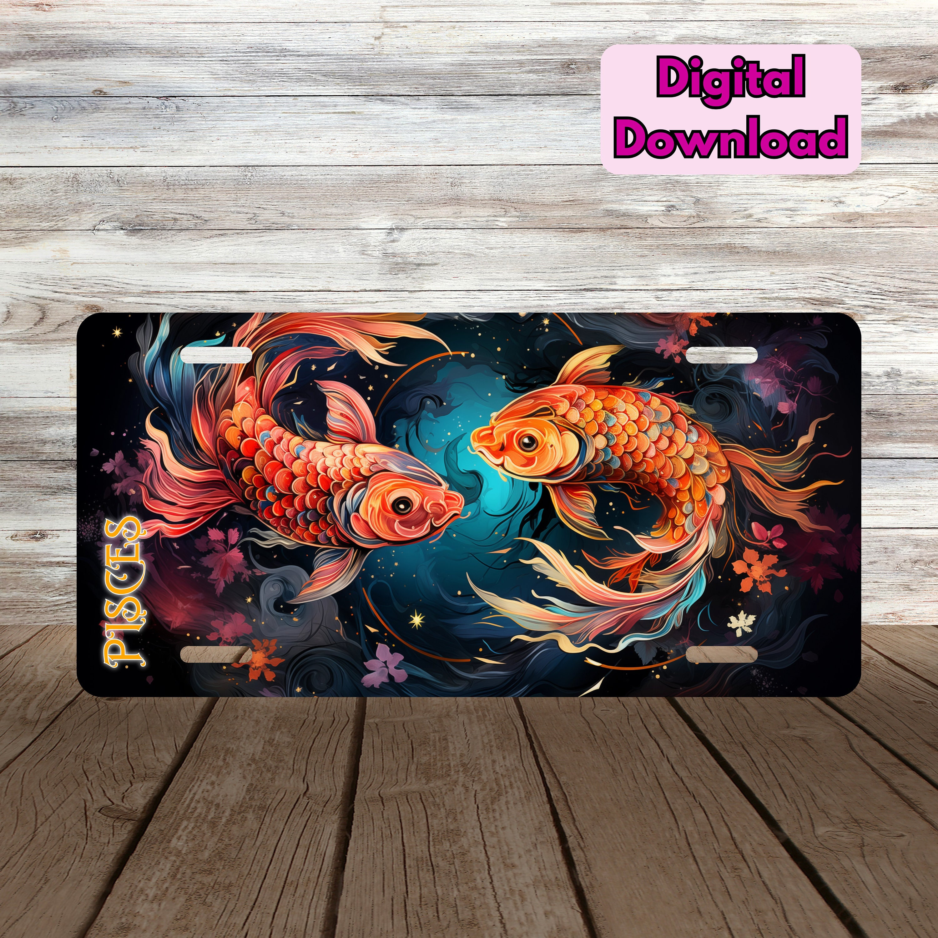 Pisces Zodiac Sign License Plate PNG, Pisces License Plate Design PNG ...