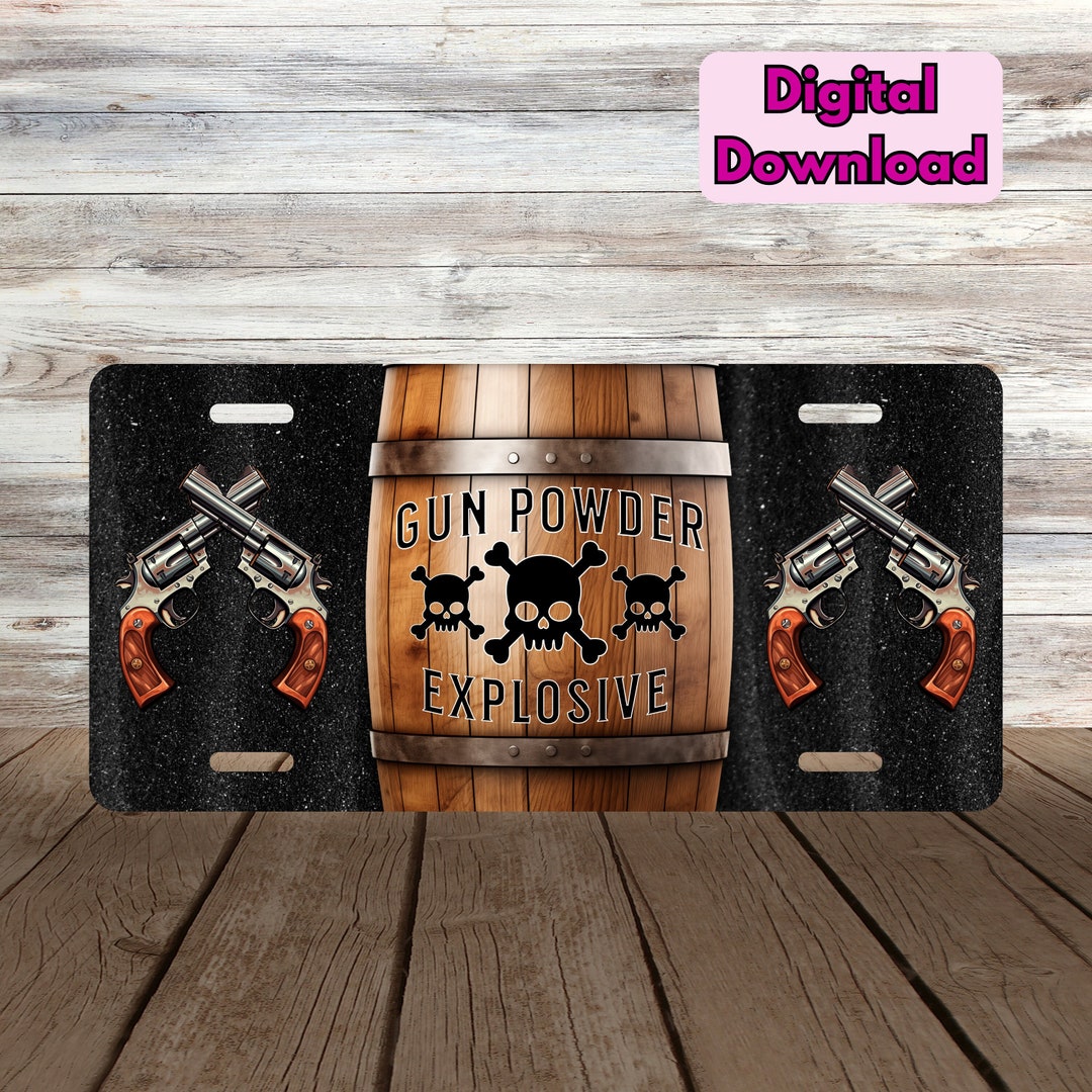 Gun Powder License Plate PNG, Gun License Plate Sublimation Design PNG ...